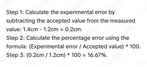 Solved Calculate Experimental Error Using The Following Data The