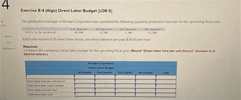 solved exercise 8 4 algo direct labor budget [lo8 5] the