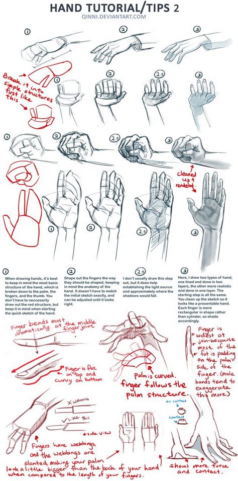 Hand Tutorial 2 By Qinni On Deviantart Drawing Lessons Sketches