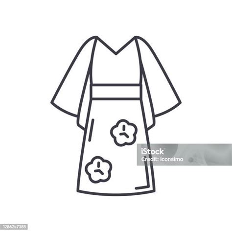 유카타 아이콘 선형 절연 일러스트레이션 얇은 선 벡터 웹 디자인 사인 흰색 배경에 편집 가능한 스트로크가 있는 개요 개념 기호 중국 문화에 대한 스톡 벡터 아트 및 기타