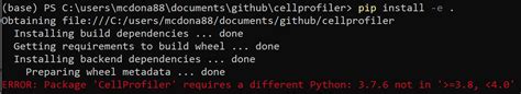 Error Package Cellprofiler Requires A Different Python 376 Not In