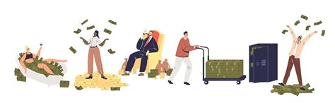 Premium Vector Set Of Rich People Having A Lot Of Money Cartoon
