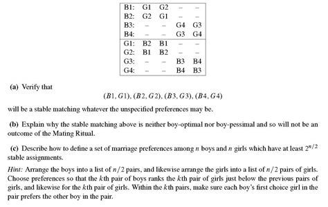 Solved The Preferences Among Four Babes And Four Girls Are Chegg Com