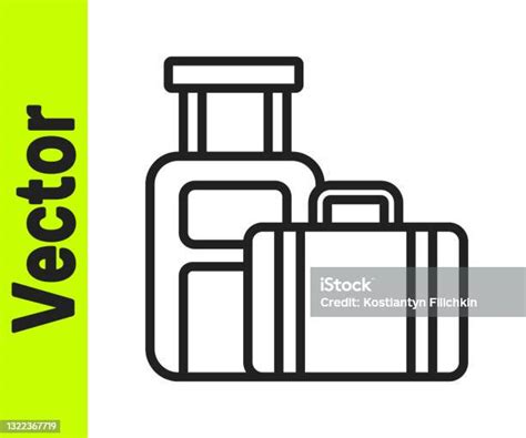 흰색 배경에 격리 된 여행 아이콘에 대한 검은 줄 가방 여행 수하물 표지판 여행 수하물 아이콘 벡터 가방에 대한 스톡 벡터 아트 및 기타 이미지 Istock