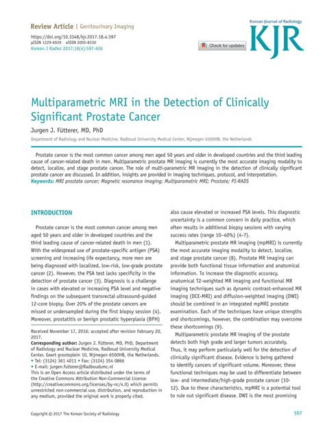 Pdf Multiparametric Mri In The Detection Of Clinically Tterer Jj170519 Pdf Which Permits