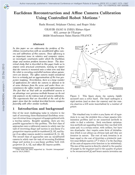 Pdf Euclidean Reconstruction And Affine Camera Calibration Using