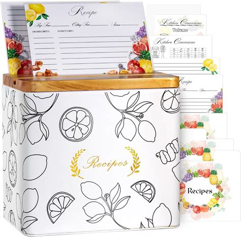 Leather Recipe Cards And Box Set With 100 Recipe Cards And