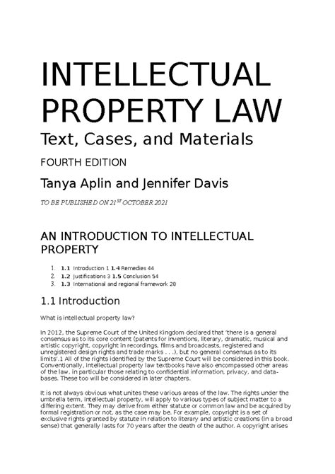 Justifications Tanya 2021 4th Ed Intellectual Property Law Text Cases And Materials Fourth