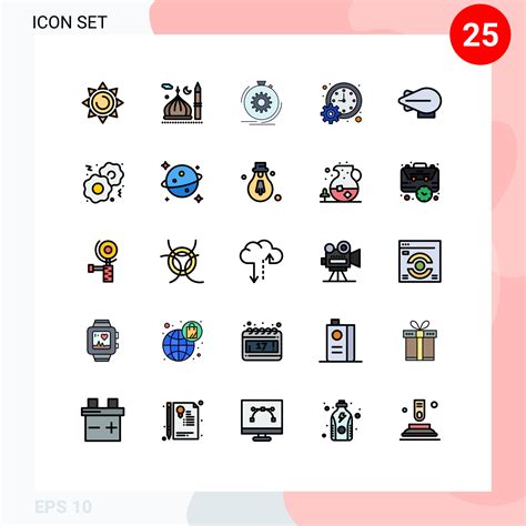 Filled Line Flat Color Pack Of 25 Universal Symbols Of Time Meeting Action Management Speed