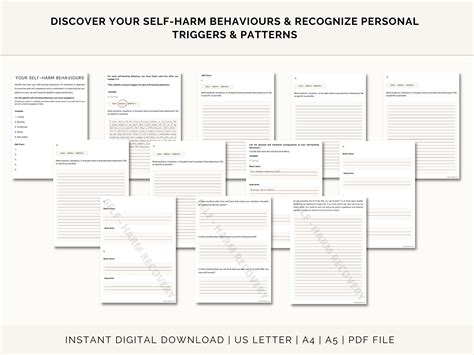 Self Harm Recovery Therapy Worksheets Tools For Self Injury Recovery