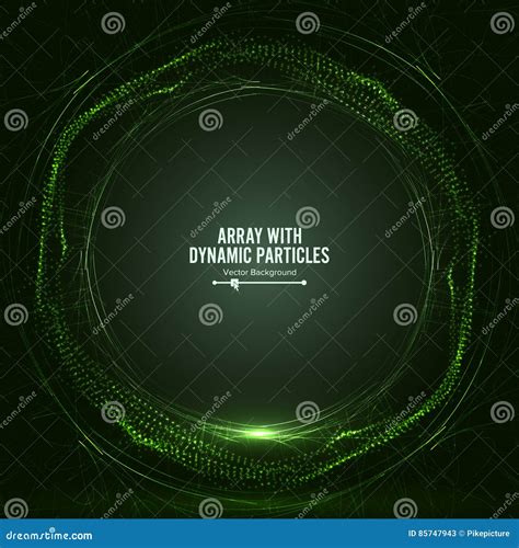 Array Vector With Splash Particles Connection Round Structure Digital Abstract Background