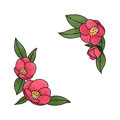 椿のイラストフレームフリー素材 GreenStock40