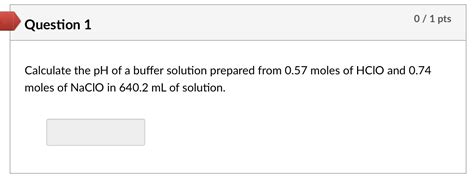 Solved Calculate The PH Of A Buffer Solution Prepared From Chegg