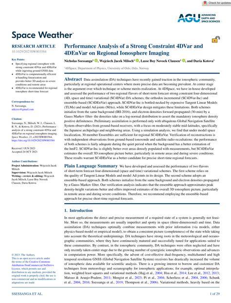 Pdf Performance Analysis Of A Strong Constraint 4dvar And 4denvar On Regional Ionosphere Imaging