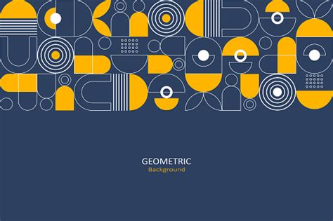 추상적인 평면 기하학적 배경 원 점 및 라인 아트의 간단한 모양을 가진 템플릿 디자인 방문 페이지 디자인 기하 도형에 대한 스톡 벡터 아트 및 기타 이미지 Istock