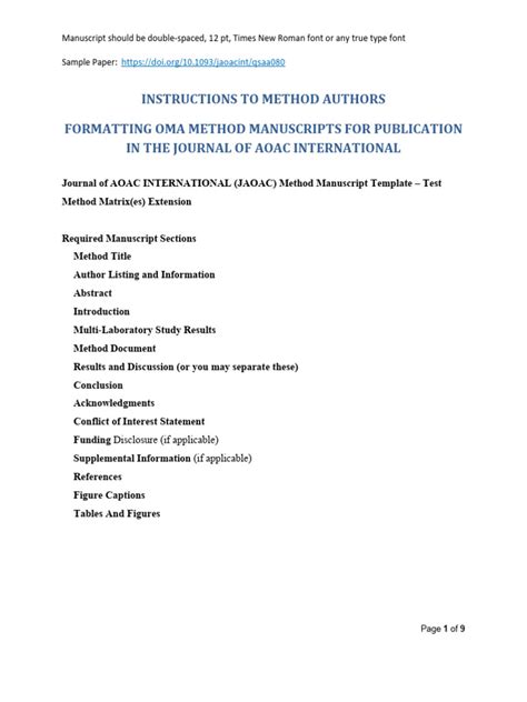 Guidance Formatting Method Manuscripts Oma Pdf Abstract Summary Matrix Mathematics