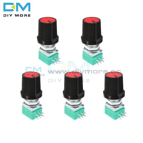 5pcs Rotary Potentiometer 6mm 6 Pin 6pin 6p Knurled Shaft Single Linea Diymore