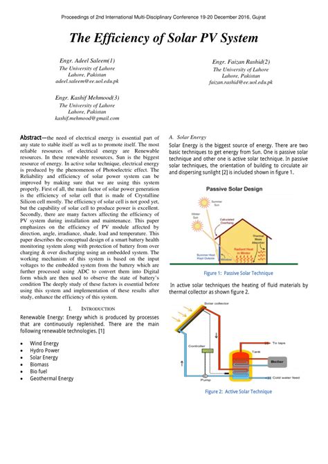 Pdf The Efficiency Of Solar Pv System