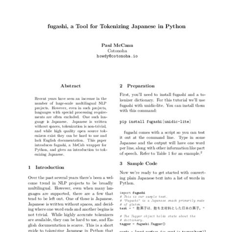Fugashi A Tool For Tokenizing Japanese In Python Acl Anthology