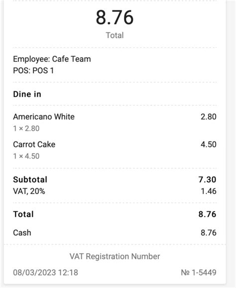 How Can I Write On The Receipt Vat 20 And The Amount Of Vat Next To