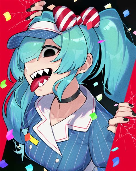 Safebooru 1girl Absurdres Black Choker Black Eyes Black Nails Blue