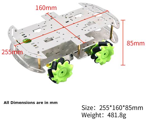 Probots Aluminum Mecanum Wheel Robot Car Chassis Kit Buy Online India