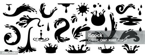 물이 튀는 실루엣 검은 액체 모양 잉크 방울 떨어지는 물 눈물 페인트 유출 스프레이 젖은 원 잔물결 아쿠아 튄 자국 물 기호 및