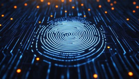Fingerprint Glowing On Futuristic Circuit Board Ensuring Biometric