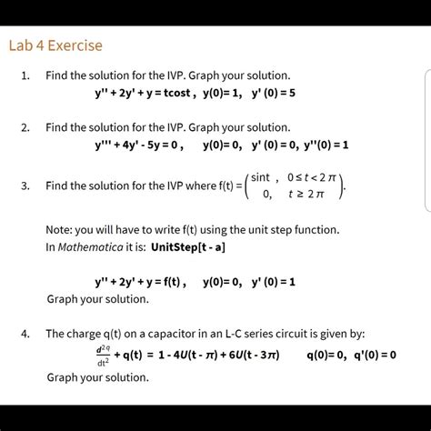 solved lab 4 exercise 1 find the solution for the ivp