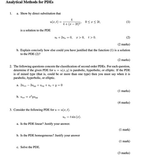 Solved Analytical Methods For PDEs A Show By Direct Chegg Com