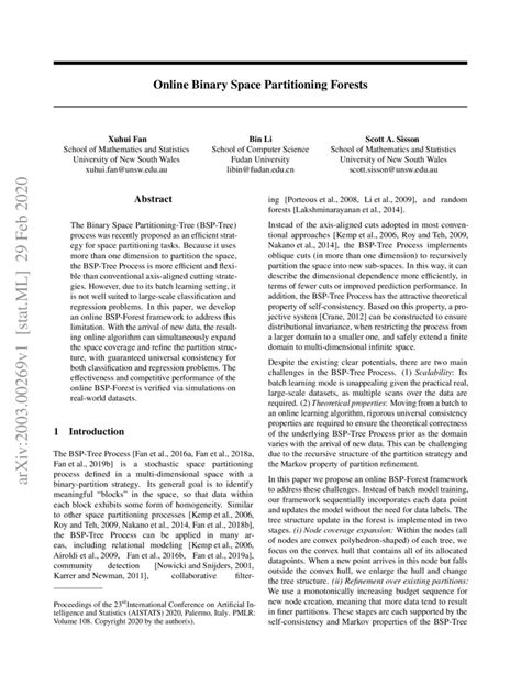 Online Binary Space Partitioning Forests Deepai