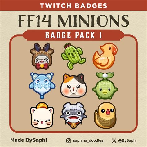 Ffxiv Minions Sub Bit Badge Pack 1 Twitch Etsy