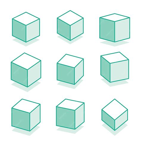 Premium Vector 3d Cubes In Different Isometric Projections Outline Objects Isolated On White