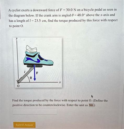 Solved A Cyclist Exerts A Downward Force Of F300 N On A Bicycle