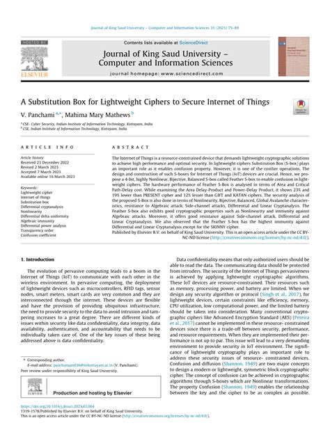 Pdf A Substitution Box For Lightweight Ciphers To Secure Internet Of Things