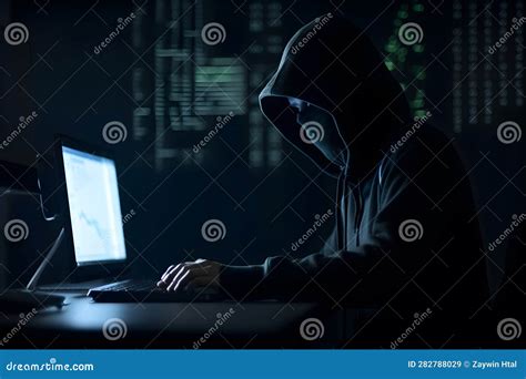 Hacker Typing Computer Concept Of Cybercrime Cyberattack Dark Web