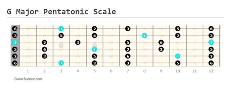 Major Pentatonic Scale Charts For Guitar All 12 Positions Guitarfluence Guitar Education