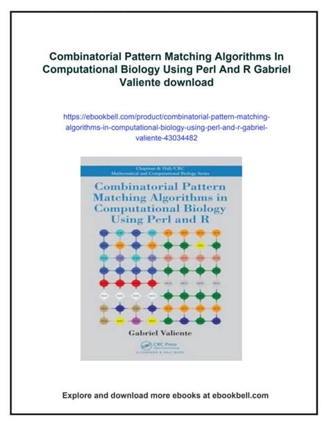 Combinatorial Pattern Matching Algorithms In Computational Biology Using Perl And R Gabriel