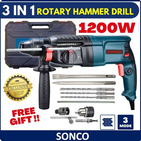 Metal Mart Sonco 1200w Rotary Hammer Drill Power Impact Drill 3 Mode In