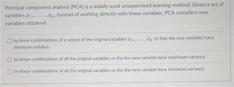 Solved Principal Component Analysis PCA Is A Widely Used Chegg