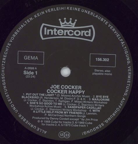 Joe Cocker Cocker Happy Joe Cocker Vg German 2 Lp Vinyl Set
