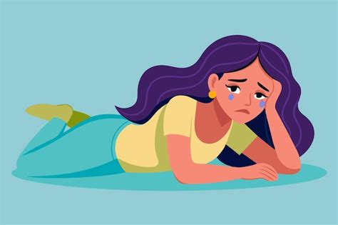 Una Ilustración De Dibujos Animados De Una Mujer Con Una Cara Triste En