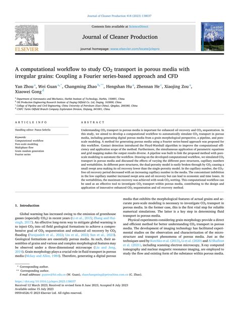PDF A Computational Workflow To Study CO2 Transport In Porous Media