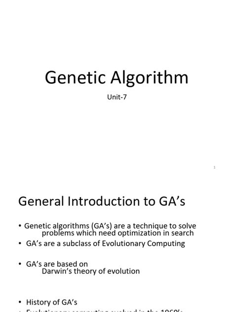 Unit 7 Genetic Algorithm Pdf Genetic Algorithm Evolution