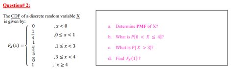 Solved Question A Determine PMF Of X The CDF Of A Chegg