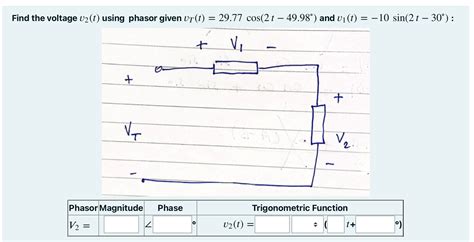 Solved Find The Voltage V T Using Phasor Given Chegg