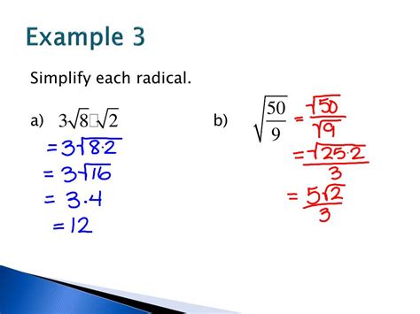 PPT Simplifying Radicals Pythagorean Theorem PowerPoint