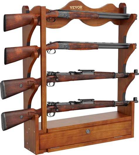 Vevor Gun Rack Wood Gun Rack Wall Mount Gun Display Rack Holds 4