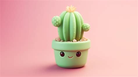 Premium Ai Image A Tiny Cute 3d Cactus The Delicate Details And