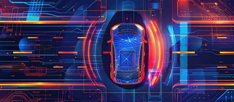 Premium Photo Line Image A Smart Car In Autonomous Mode On Graphic Sensor Radar Signals